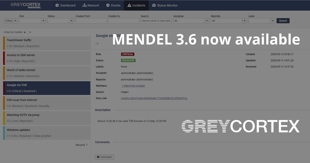 GREYCORTEX Mendel 3.6 Now Available | GREYCORTEX